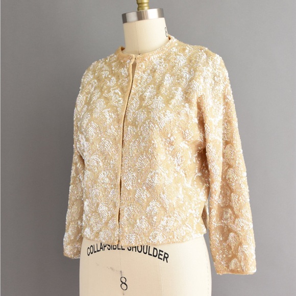 Sweaters | Vintage 195s Cocktail Sweater With Iridescent Rainbow Sequin ...